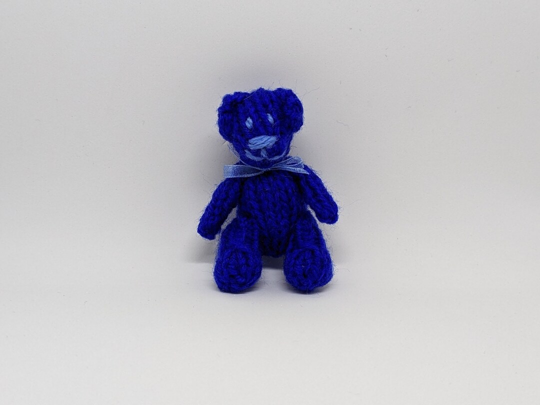 Hand Knit 7 Cm Dark Blue Teddy Bear Miniature for Him for Her Gift ...