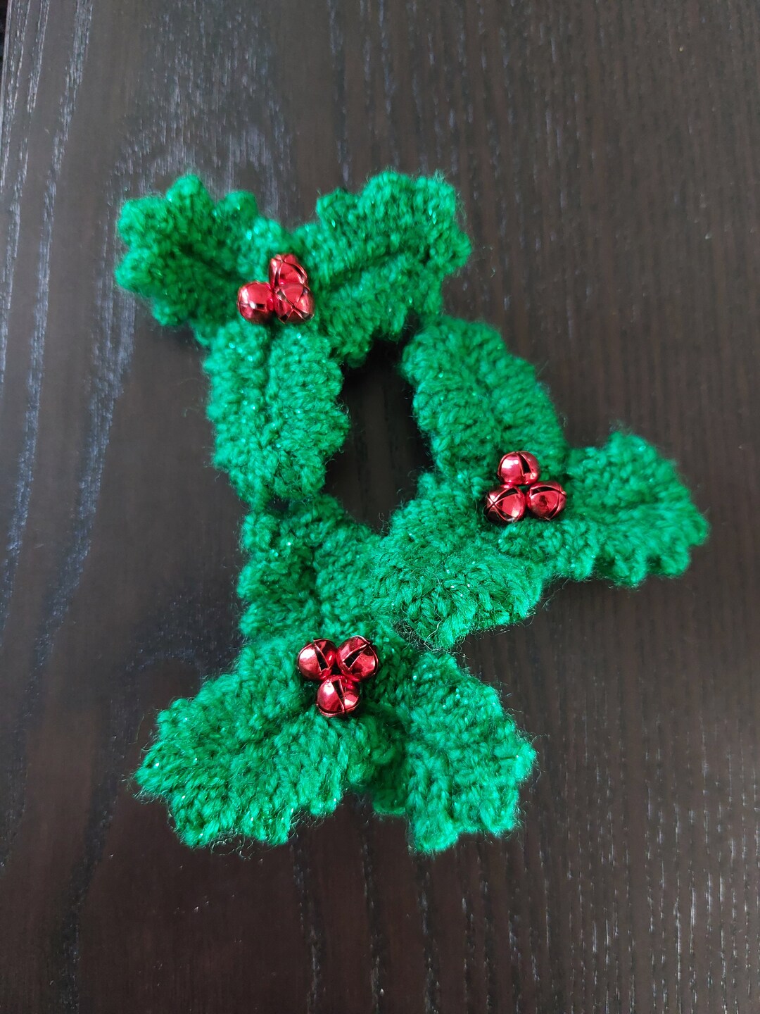 Hand Knit Christmas Holly Pin Brooch Miniature for Him for Her Gift ...