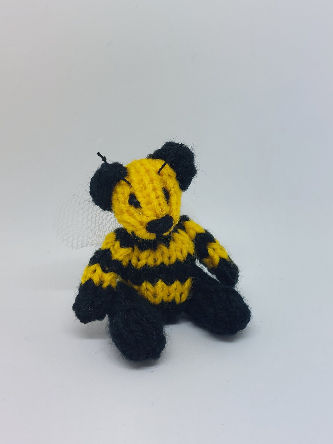 Hand Knit Tiny 7 Cm Bumble Bee Teddy Bear Miniature Gift for Bee Lovers ...