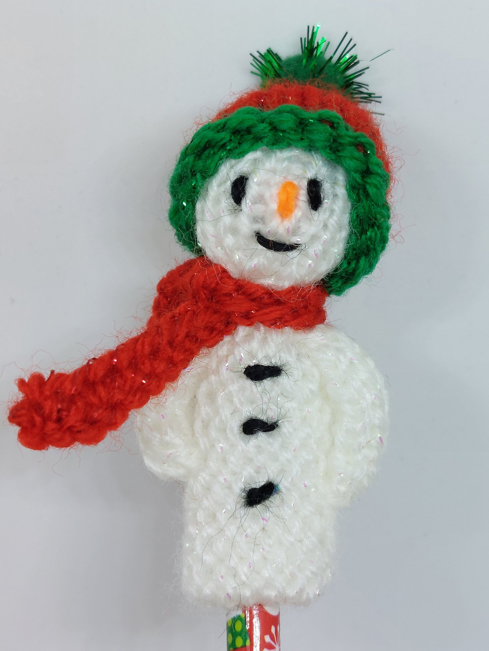 Hand Knit Christmas Pencil Toppers: Santa & Snowman Decoration - Etsy UK