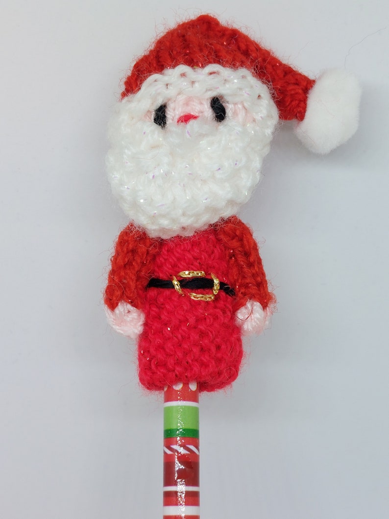 Hand Knit Christmas Pencil Toppers: Santa & Snowman Decoration - Etsy UK