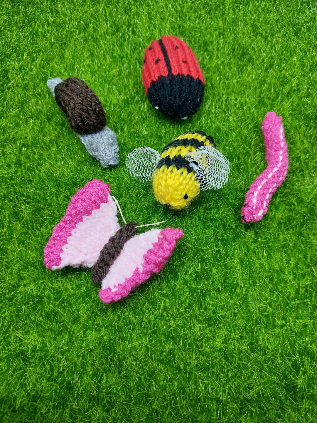 Hand Knit Set of 5 Insects/bugs Wildlife Gift Present Birthday ...
