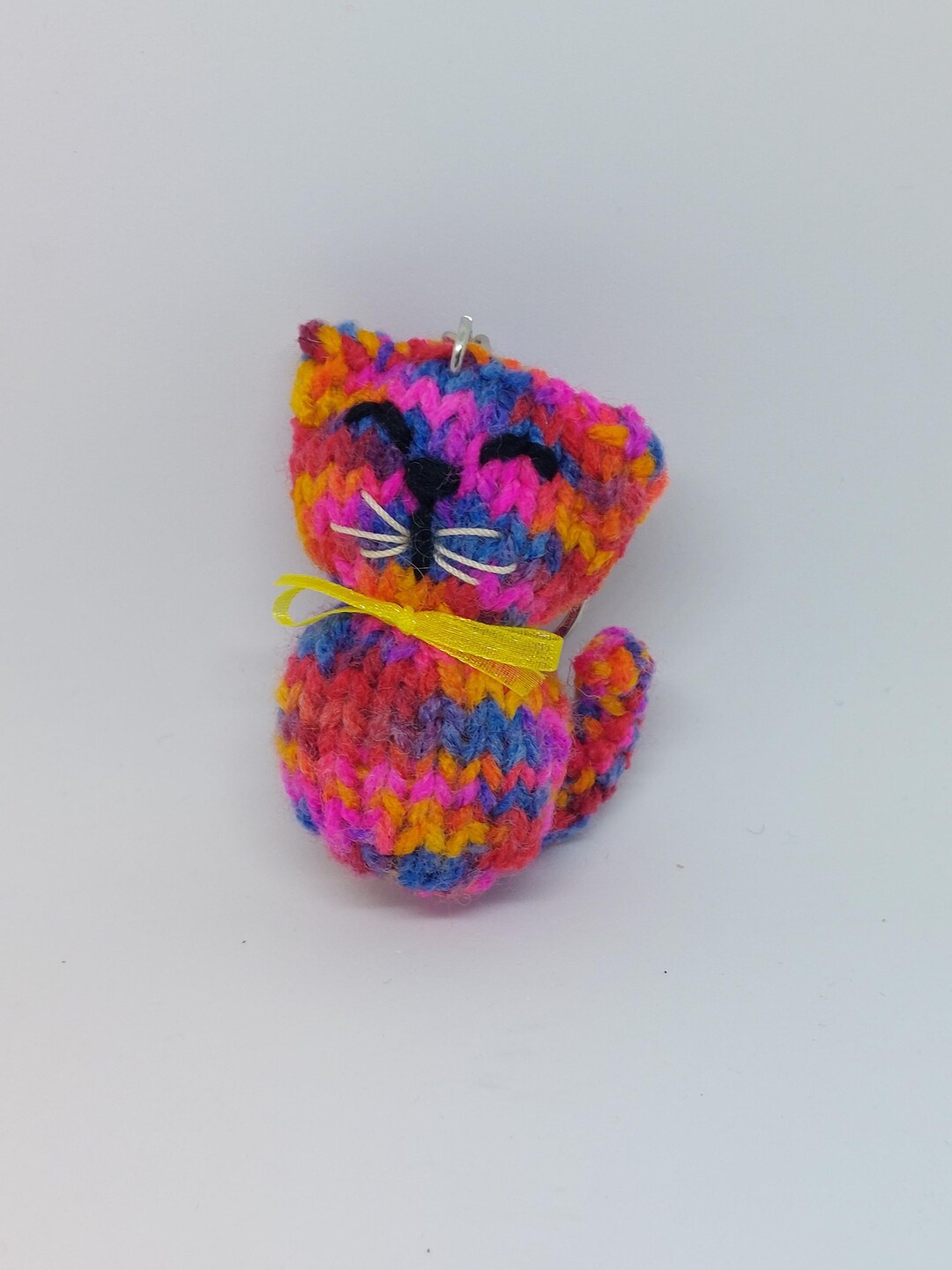 Hand Knitted Cat Keyring: Miniature Collectible Pet House Decoration ...