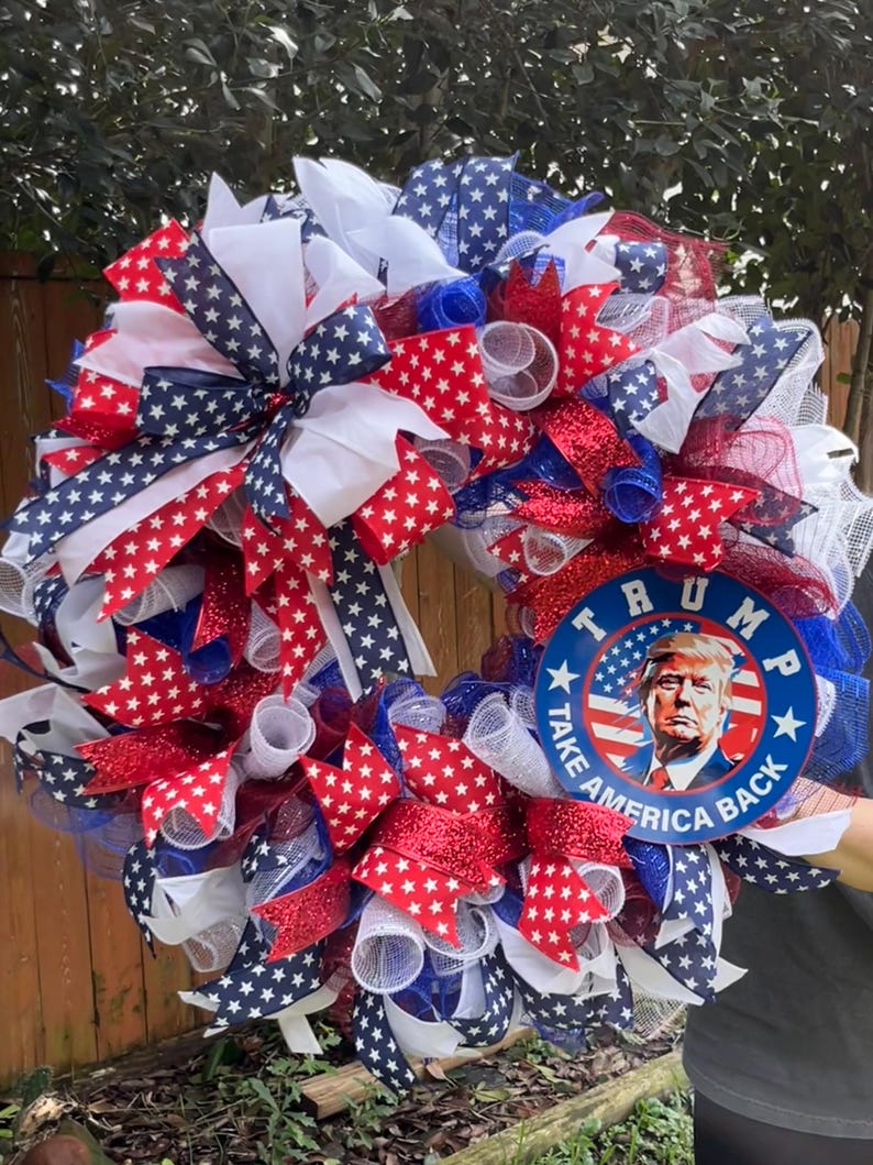 Trump 2024 Handmade Wreath, Red White and Blue, Take America Back ...