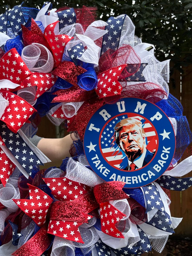 Trump 2024 Handmade Wreath, Red White and Blue, Take America Back ...