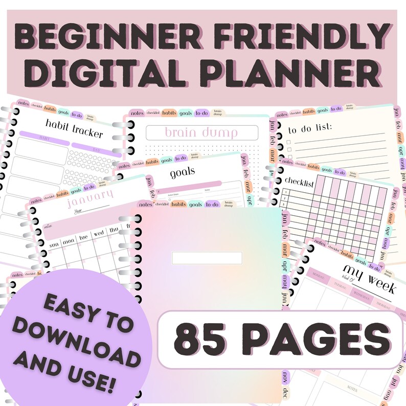 Undated Digital Planner Template Goodnotes Planner With Goal Setting ...