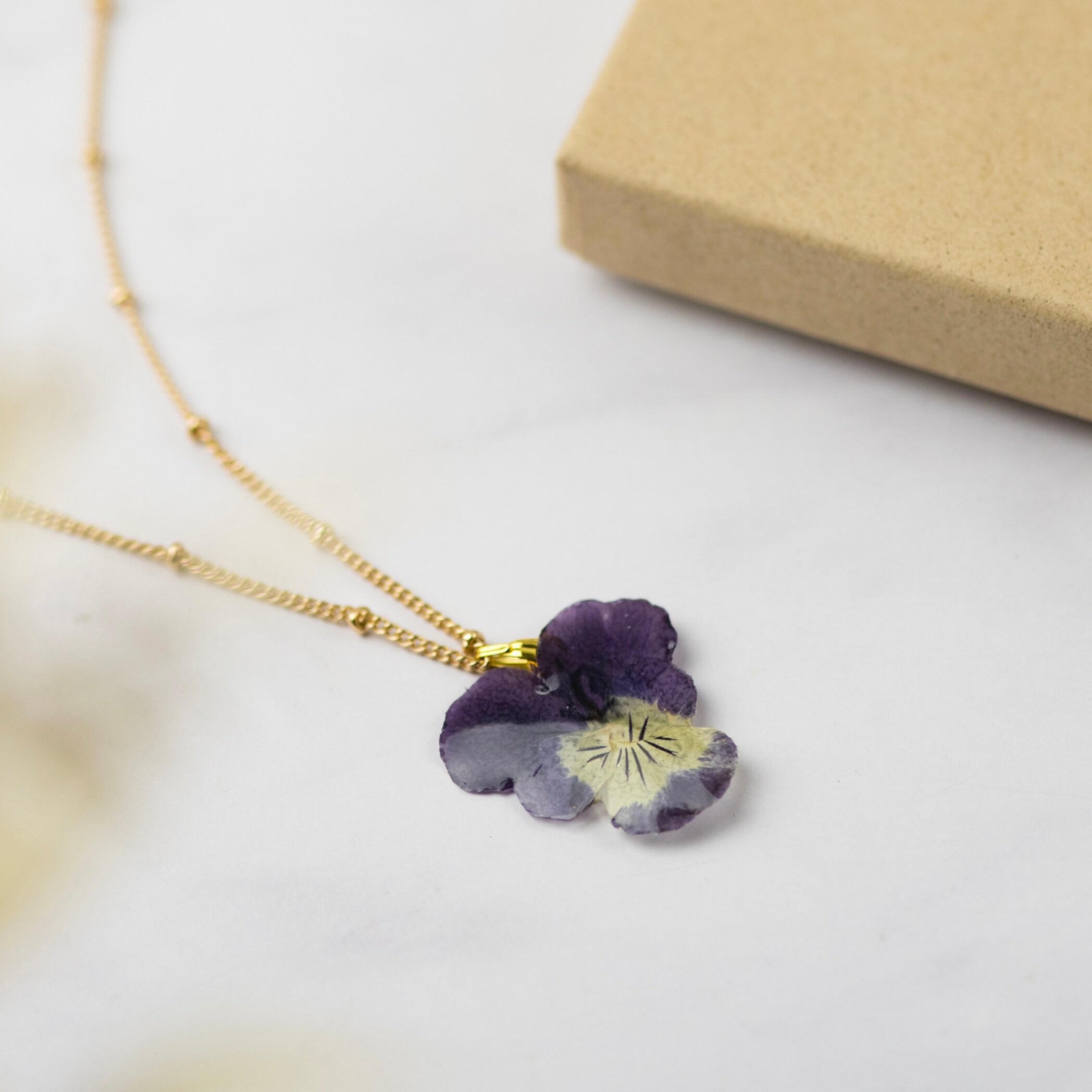 Pansy Necklace Real Flower Jewellery Flower Necklace Pansy | Etsy