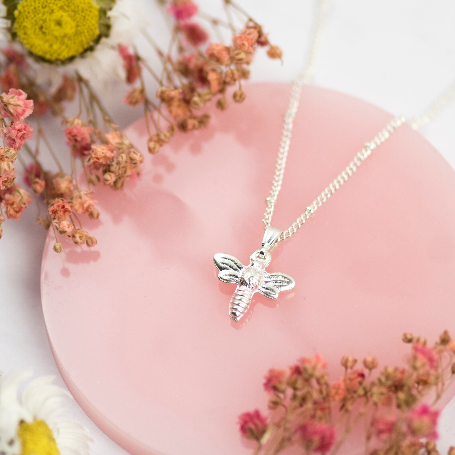 Silver Bee Necklace Honey Bee Necklace Silver Necklace - Etsy