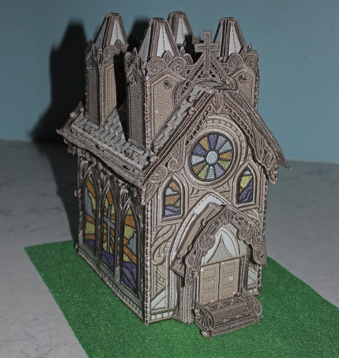 Machine Embroidered Brown Church or Cathedral Made From Fabric That Can ...
