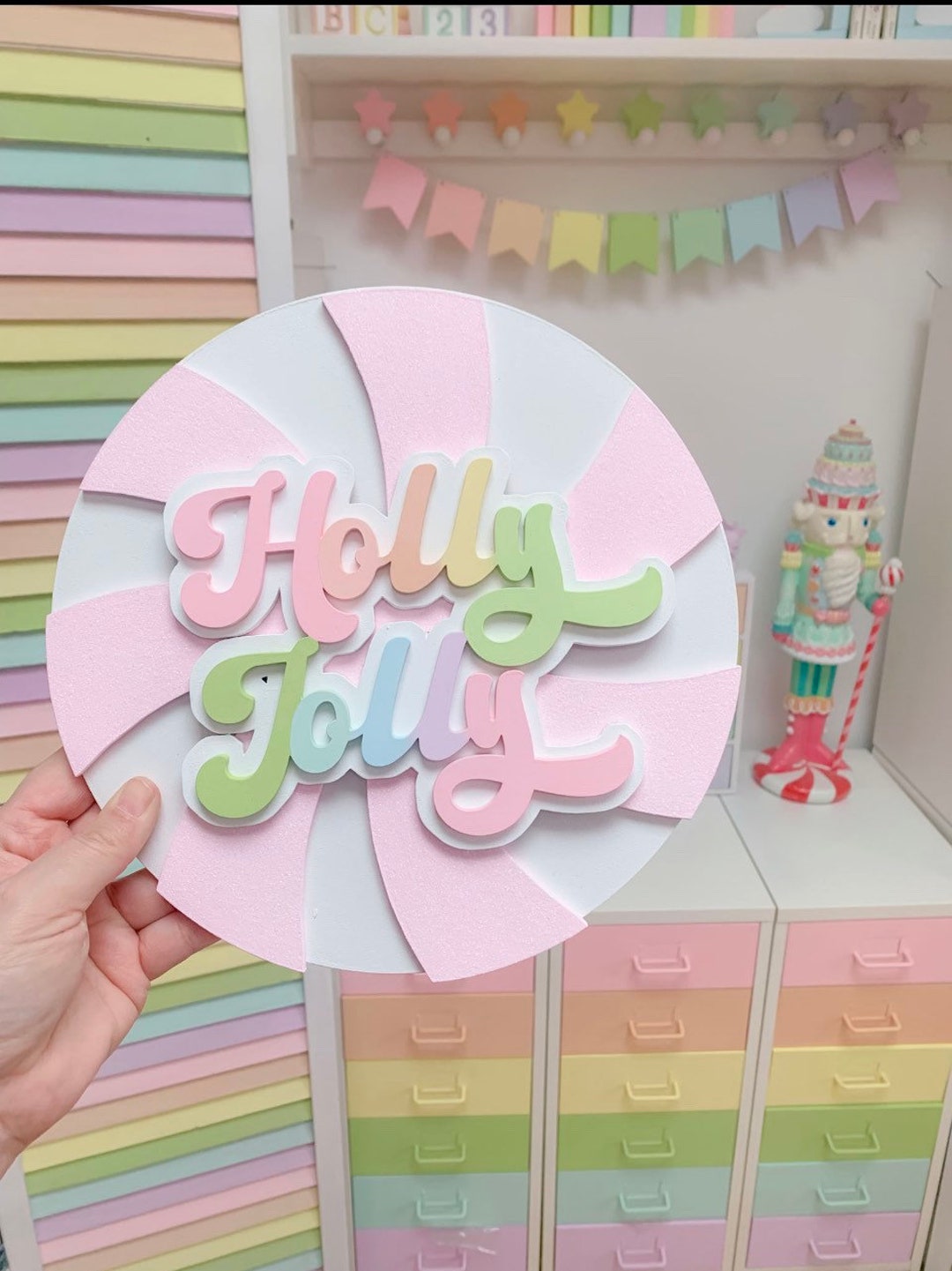 Holly Jolly Sign Christmas Plaque Candy Sign Candy Decor - Etsy UK