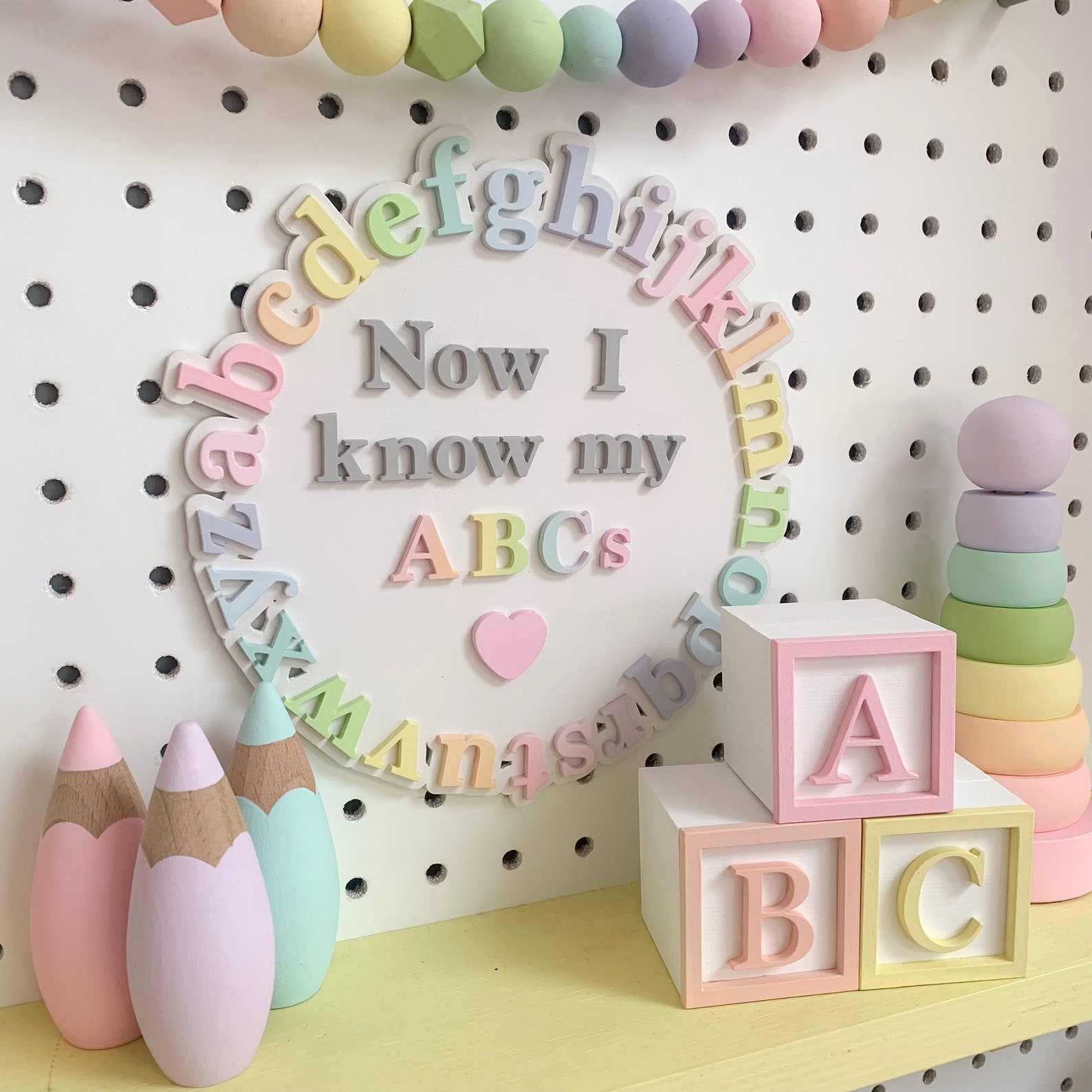 Alphabet Sign, Rainbow Nursery Decor, Nursery Wall Decor, Abc Plaque ...