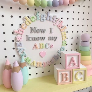 Alphabet Sign, Rainbow Nursery Decor, Nursery Wall Decor, Abc Plaque ...
