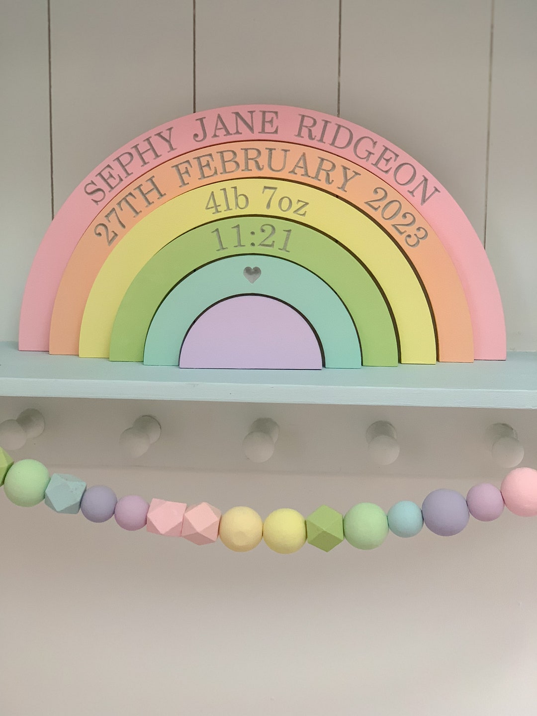 Personalised Rainbow, Wooden Rainbow, Wooden Stackable Rainbow, Rainbow ...