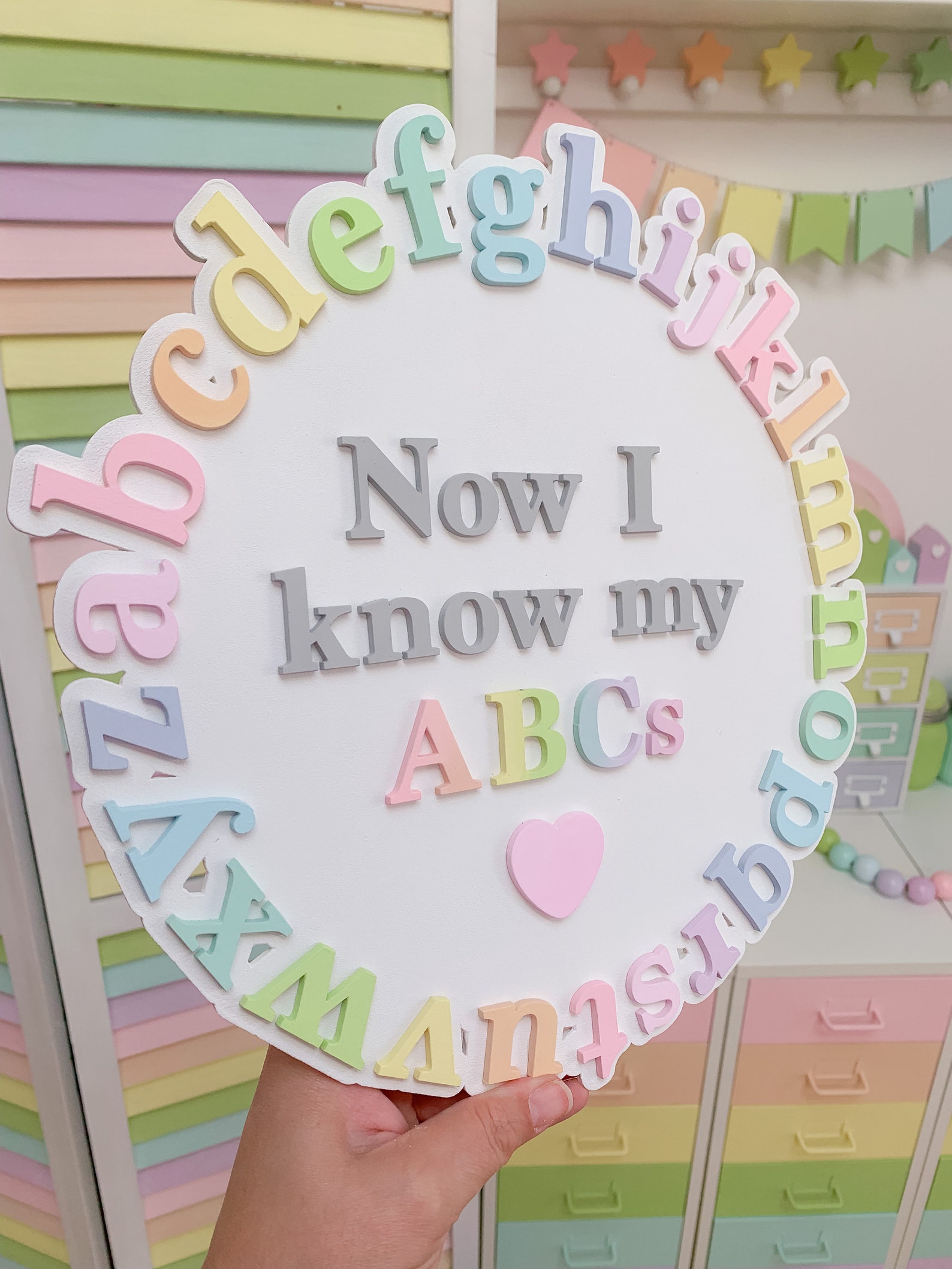 Alphabet Sign, Rainbow Nursery Decor, Nursery Wall Decor, Abc Plaque ...