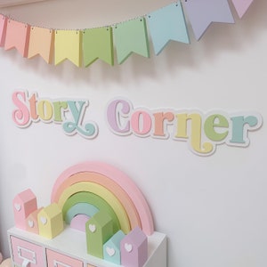 Story Corner, Personalised Name, Personalised Sign, Wall Words, Rainbow ...