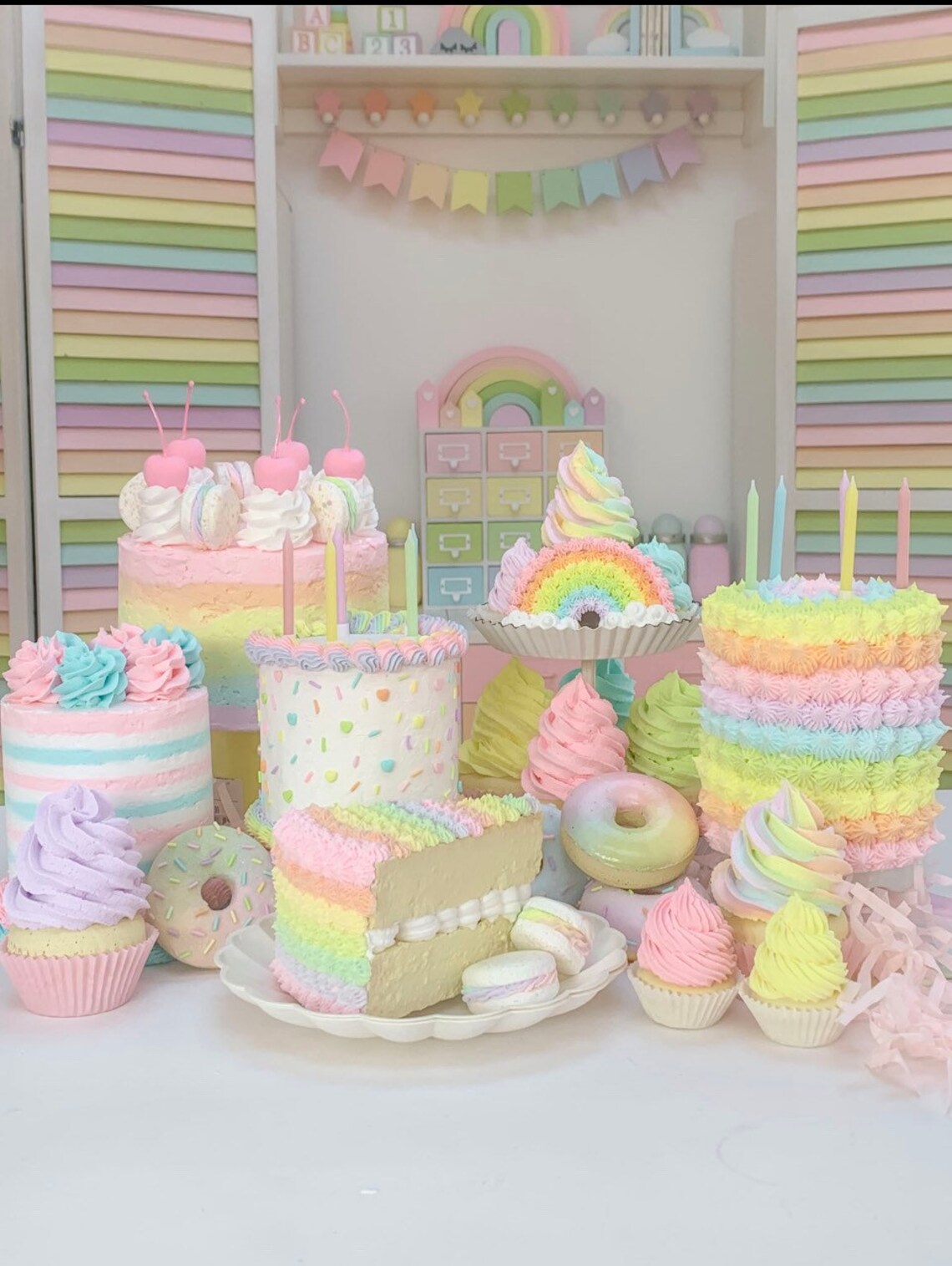 Fake Birthday Cake, Faux Cake, Fake Bakes, Rainbow Cake, Cake Prop ...
