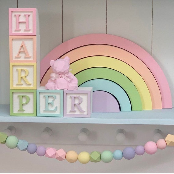 Wooden Alphabet Blocks Pastel