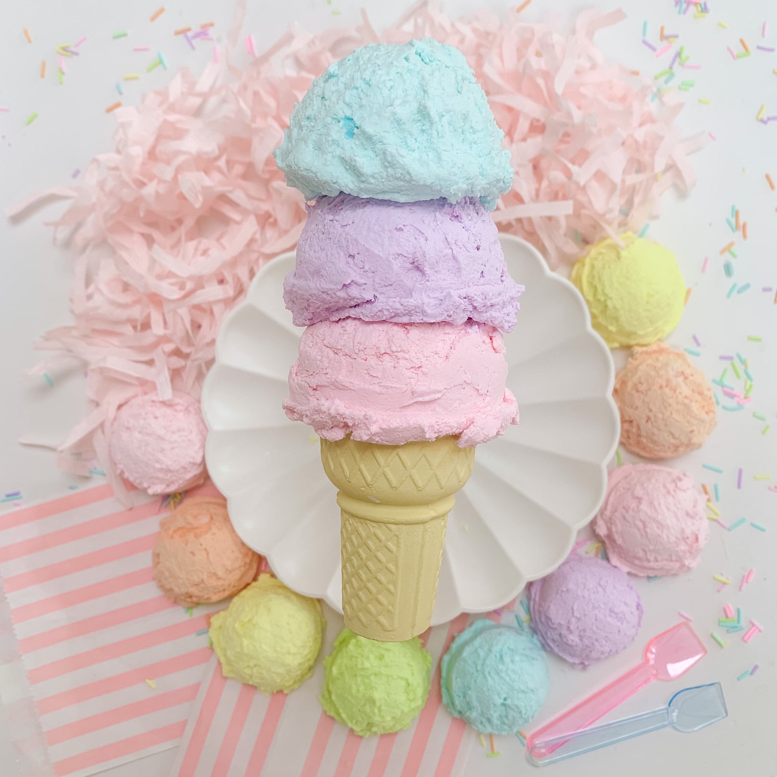 Fake Ice Cream, Artificial Ice Cream, Tiered Tray Decor,food Prop, Soft ...