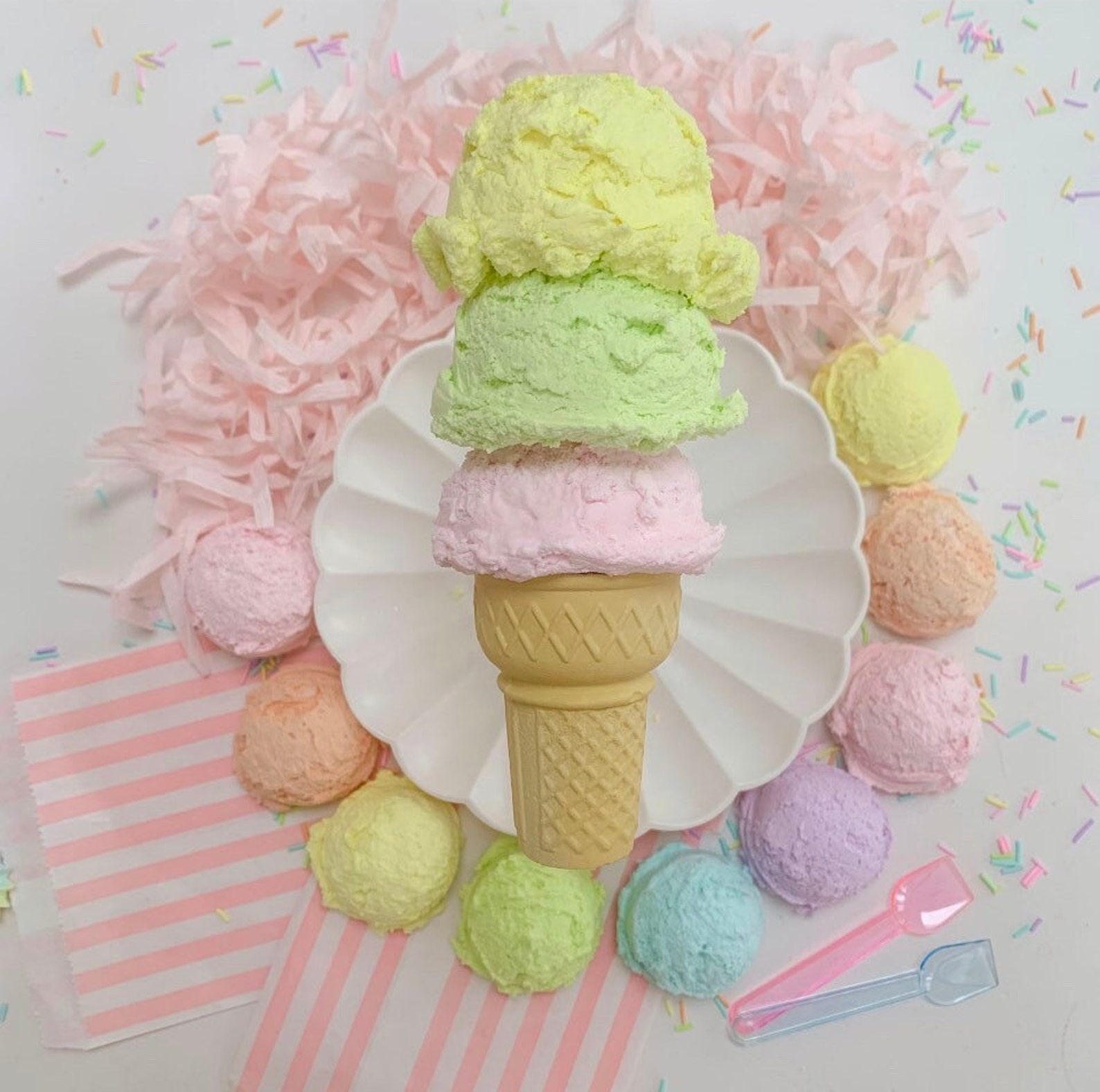 Fake Ice Cream, Artificial Ice Cream, Tiered Tray Decor,food Prop, Soft ...