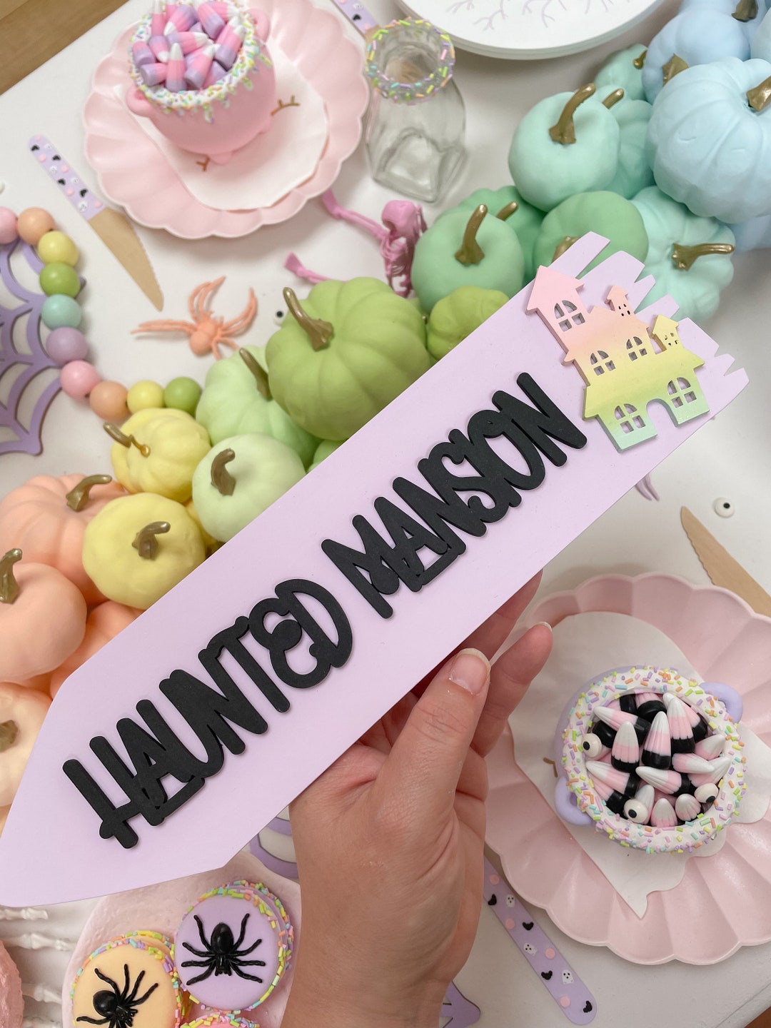 Haunted House Sign, Haunted Mansion Sign, Halloween Sign, Pastel ...