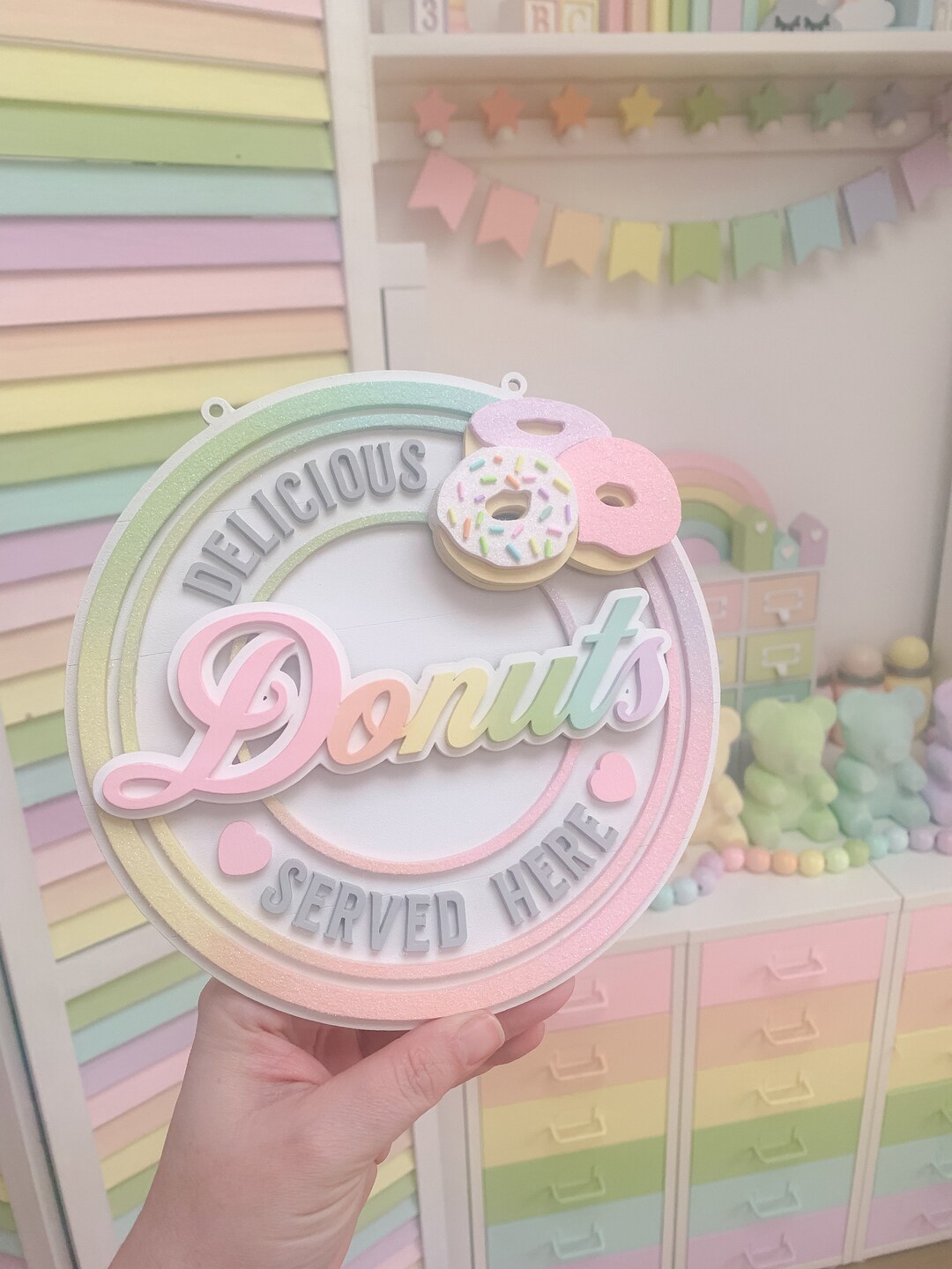 Doughnut Sign, Doughnut Plaque, Doughnut Decor, Pastel Doughnuts, Candy ...