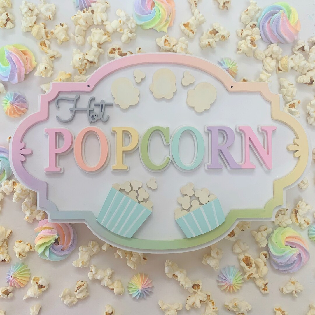 Popcorn Sign Popcorn Plaque Movie Night Cinema Room Decor - Etsy