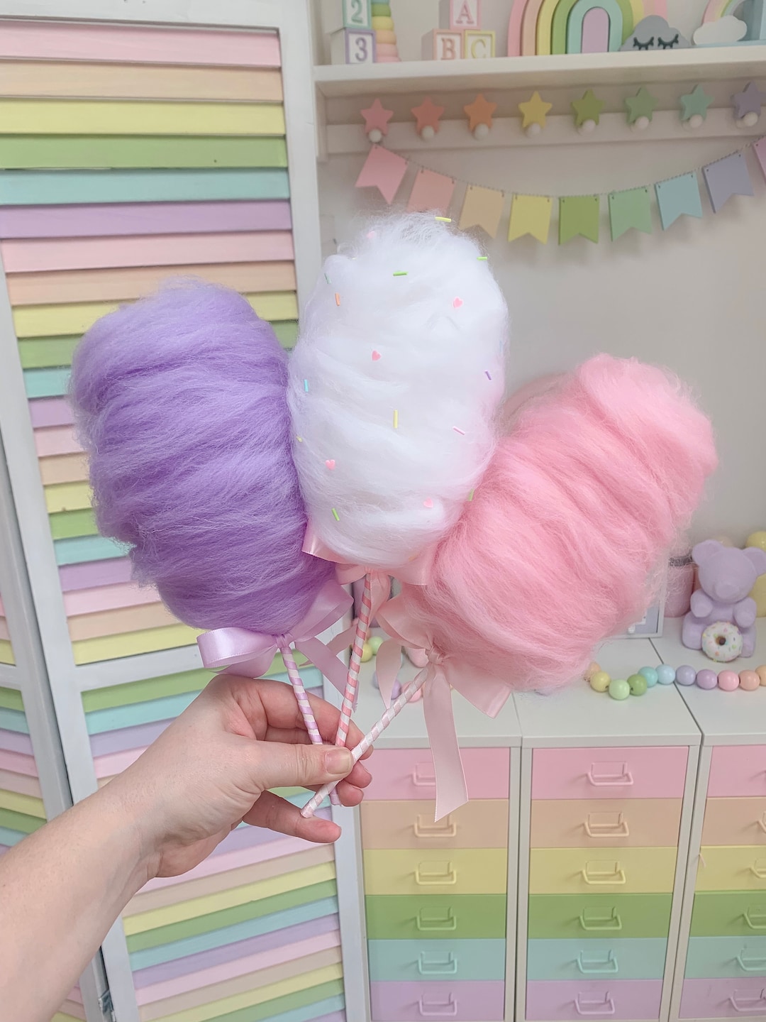 Fake Cotton Candy, Cotton Candy Centerpiece, Candy Centerpiece, Fake ...