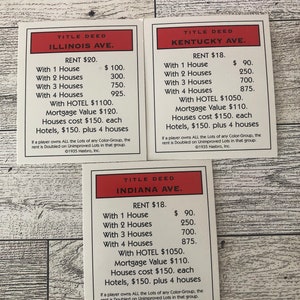 Vintage Monopoly Deed Cards: You Choose Replacement Game Pieces - Etsy