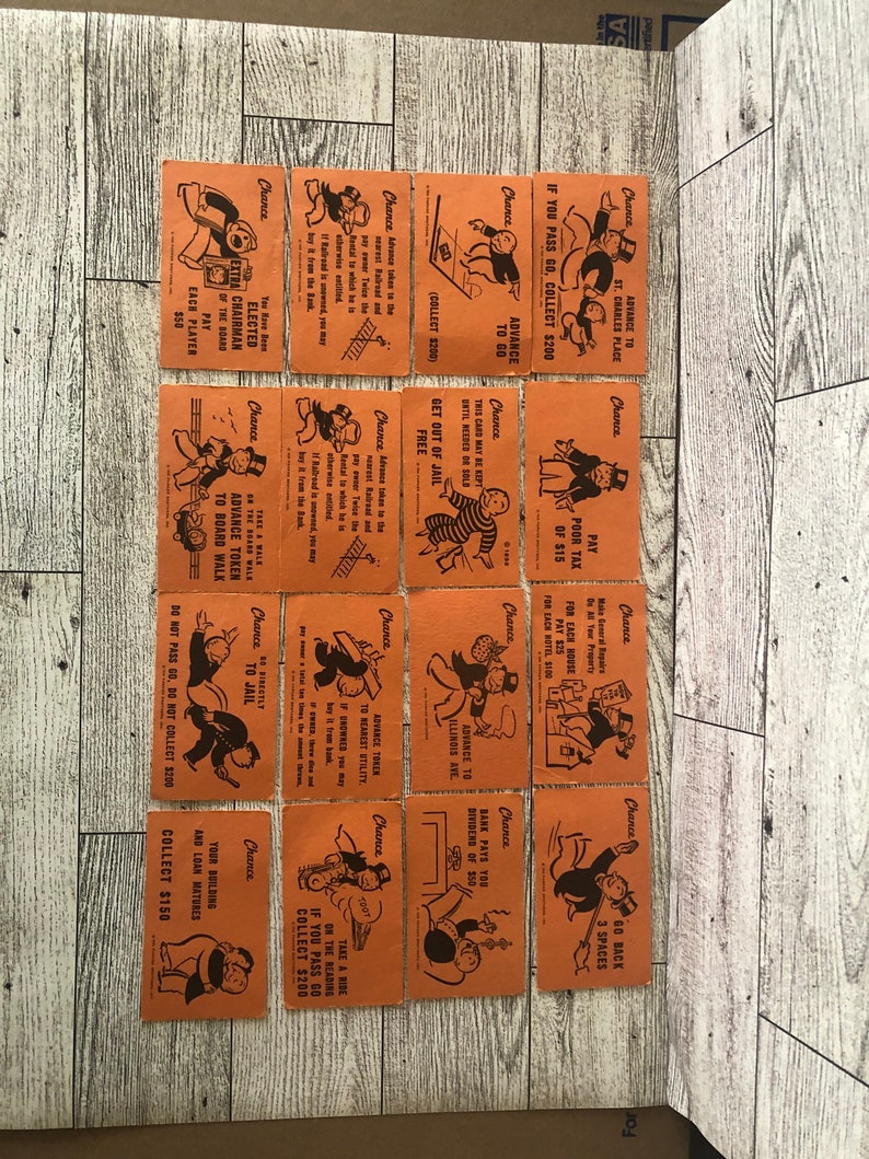 Vintage Monopoly Game Cards: 1980s Community Chest & Chance Replacement ...
