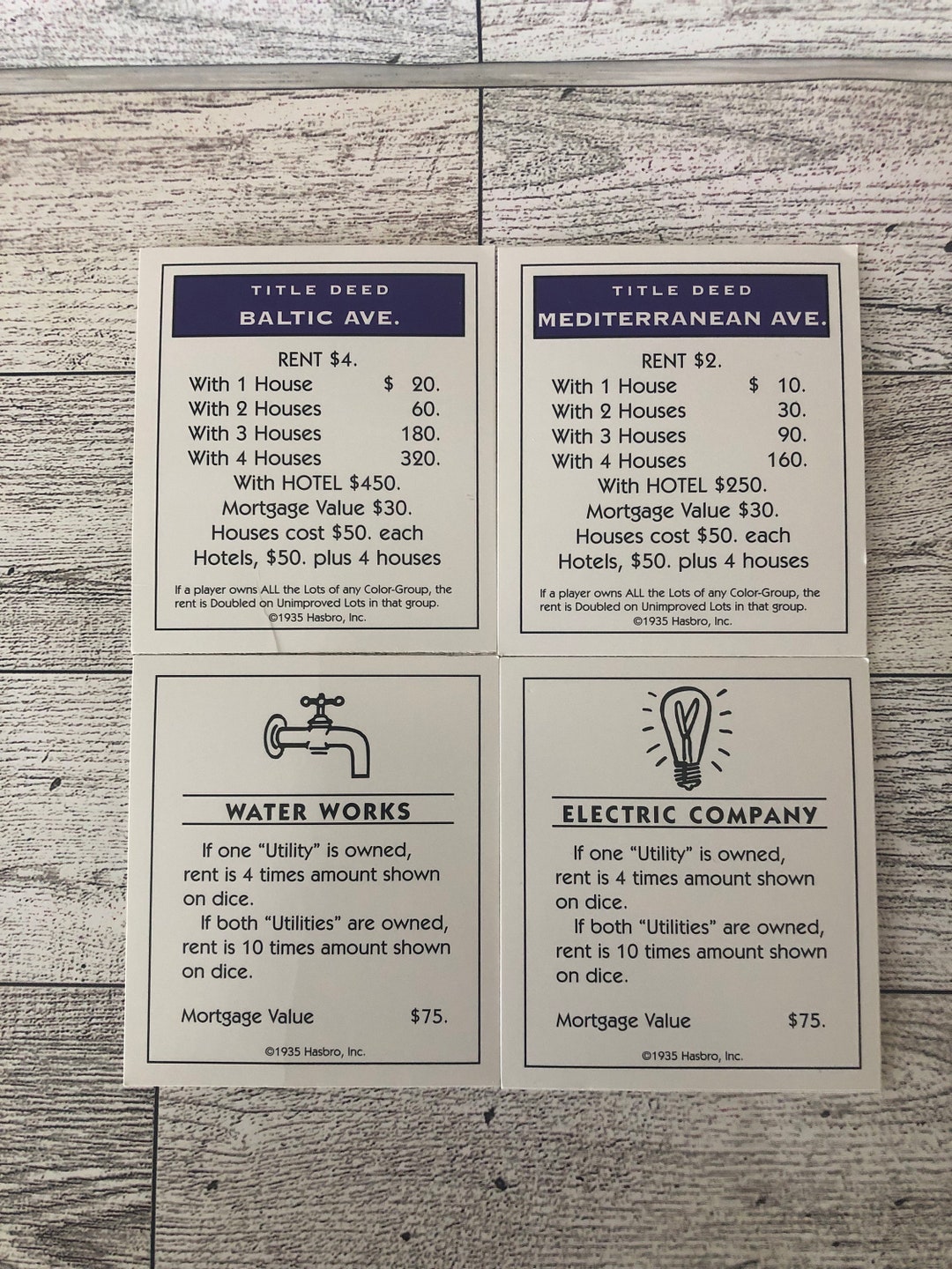 You Pick Monopoly Deed Cards, Vintage Monopoly Title Cards , Monopoly ...