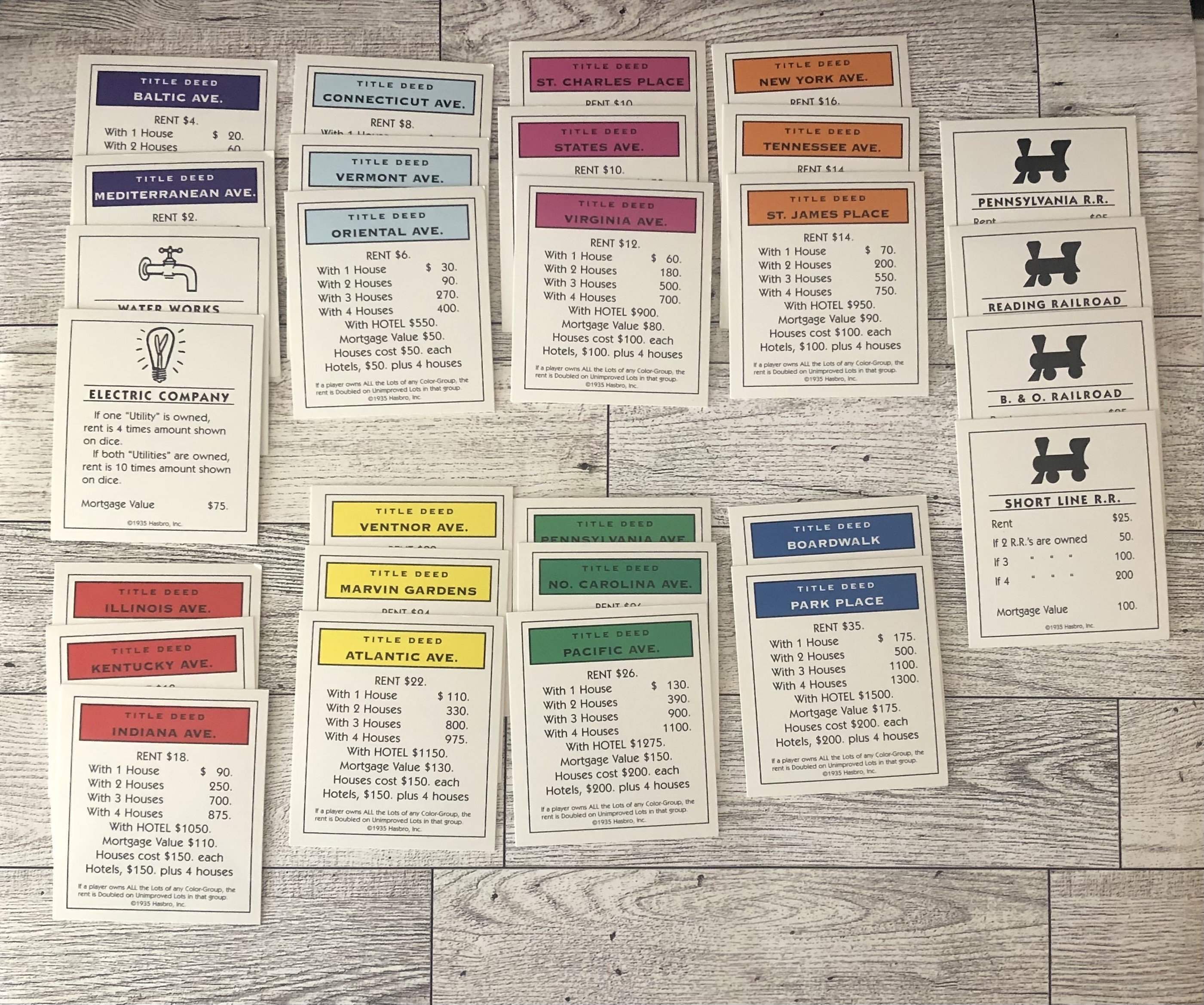 You Pick Monopoly Deed Cards, Monopoly Title Deed Cards, You Select ...