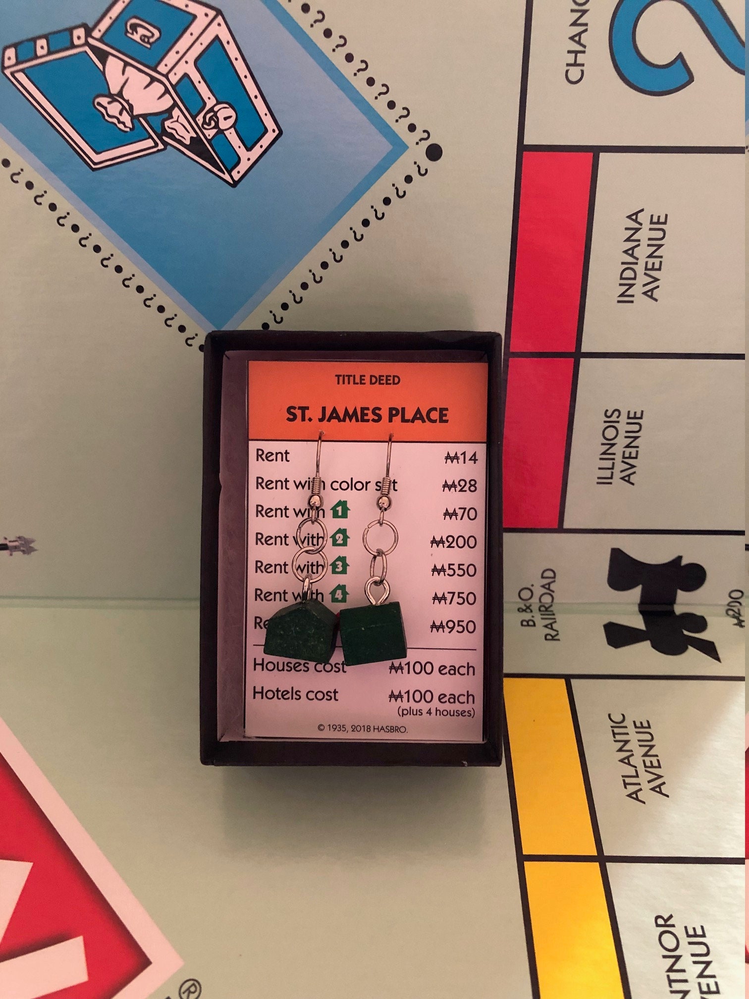 Monopoly Pieces, Handmade Wood Monopoly House Earrings, Re-purposed ...