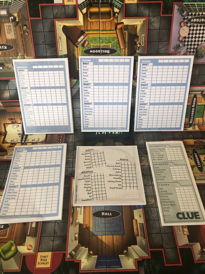 Vintage Clue Game Suspect Sheets: Detective Score Log - Etsy