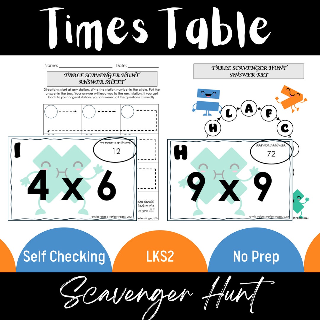 Mixed Times Table Scavenger Hunt Teaching Resource - Etsy