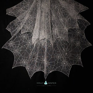 Cobwebs & Crystals Gothic Spiderweb Wedding Fingertip Veil in White or ...