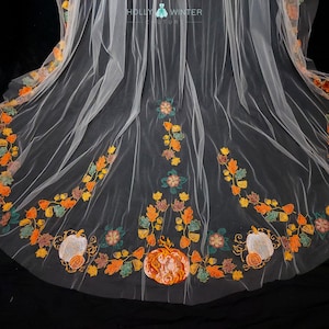 Autumn Queen Pumpkins and Leaves Veil - Etsy