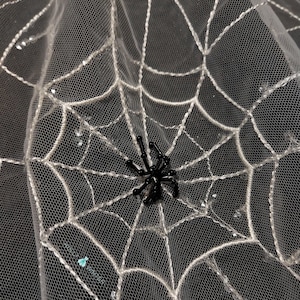 Cobwebs & Crystals Gothic Spiderweb Wedding Fingertip Veil in White or ...