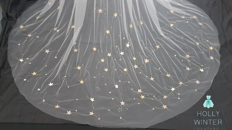 Starry Night Veil: Cathedral Length Ivory Celestial Veil | Etsy