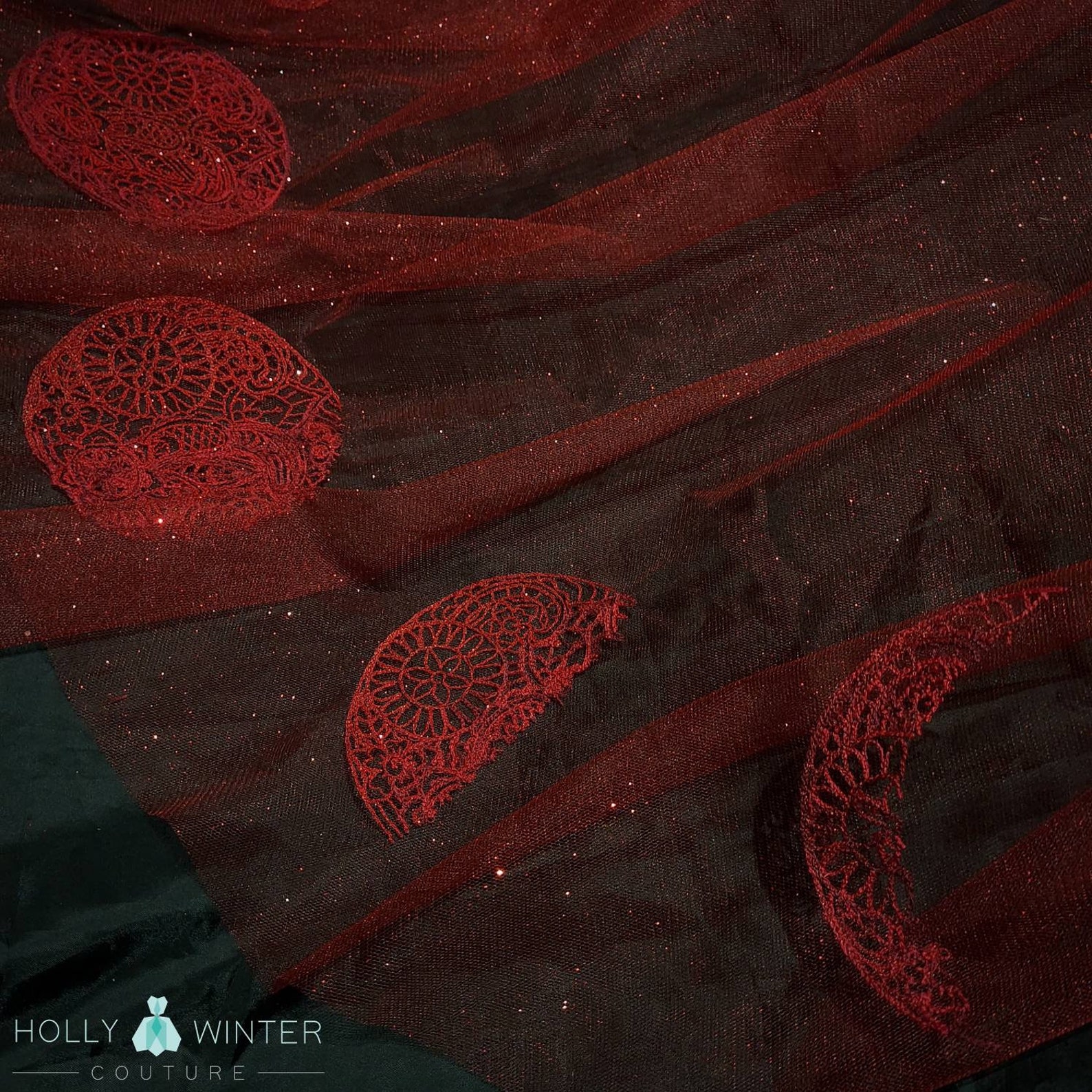 BLOOD MOON Gothic Glittering Red Moon Phase Veil - Etsy UK