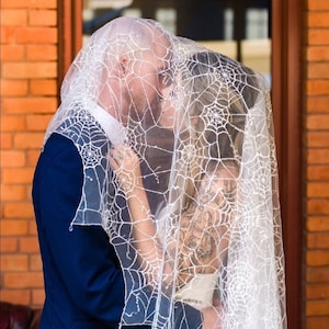 Cobwebs & Crystals Gothic Spiderweb Wedding Fingertip Veil in White or ...