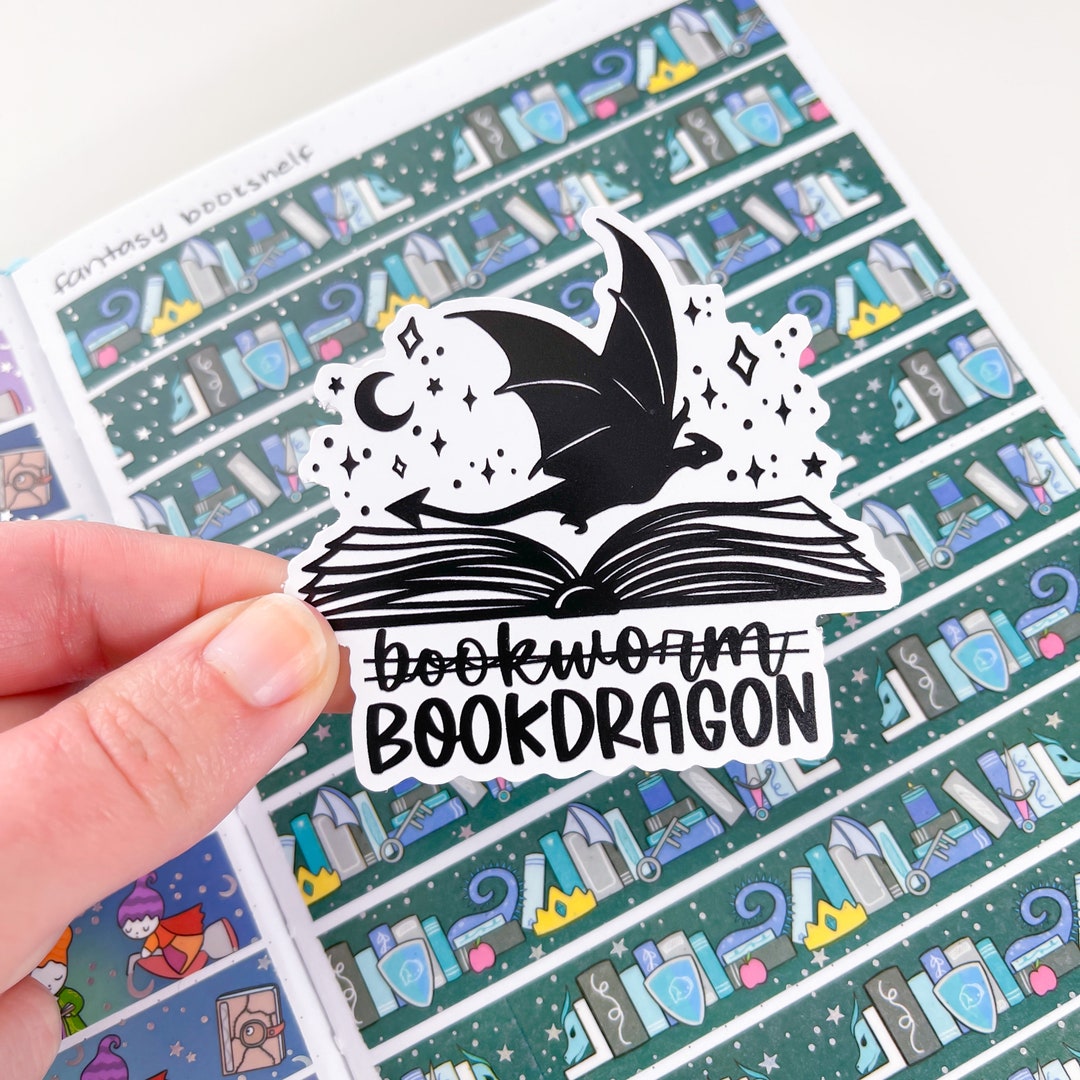 Bookworm/book Dragon Vinyl Decal Sticker | Bookish Stickers | Reading ...