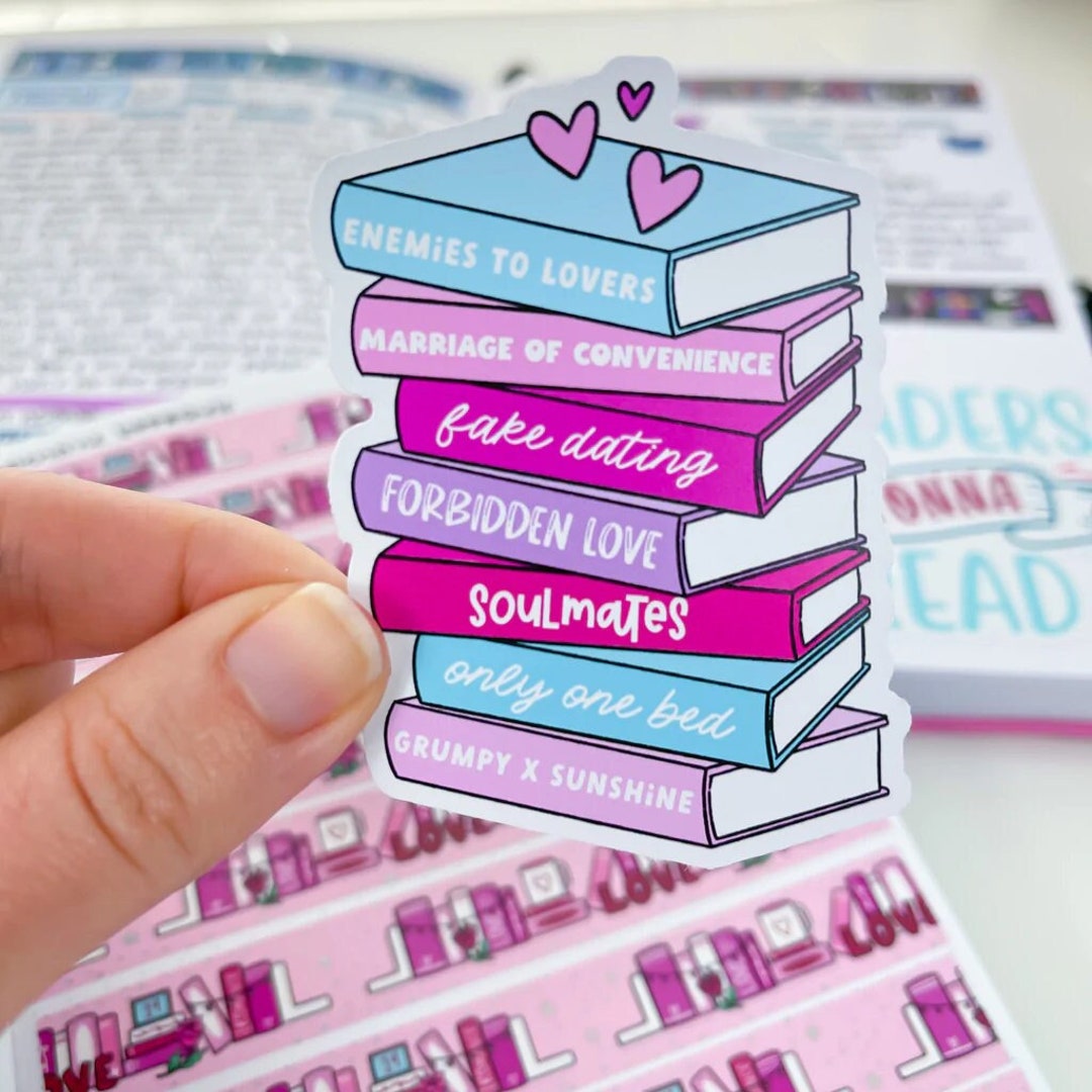 Romance Book Trope Stack Vinyl Decal Sticker | Bookish Stickers ...
