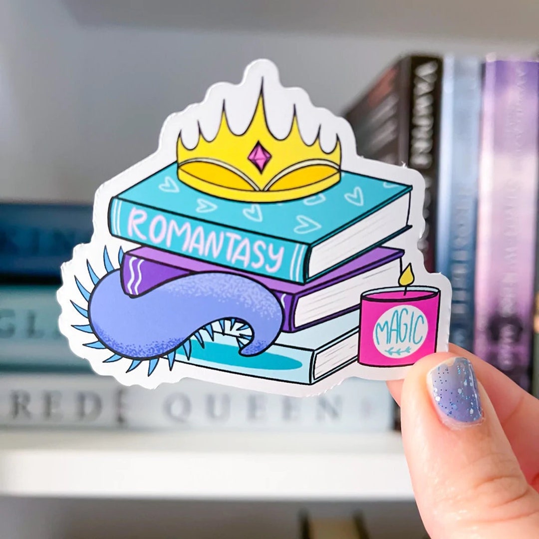 Romantasy Book Stack Vinyl Decal Sticker | Bookish Stickers | Reading ...