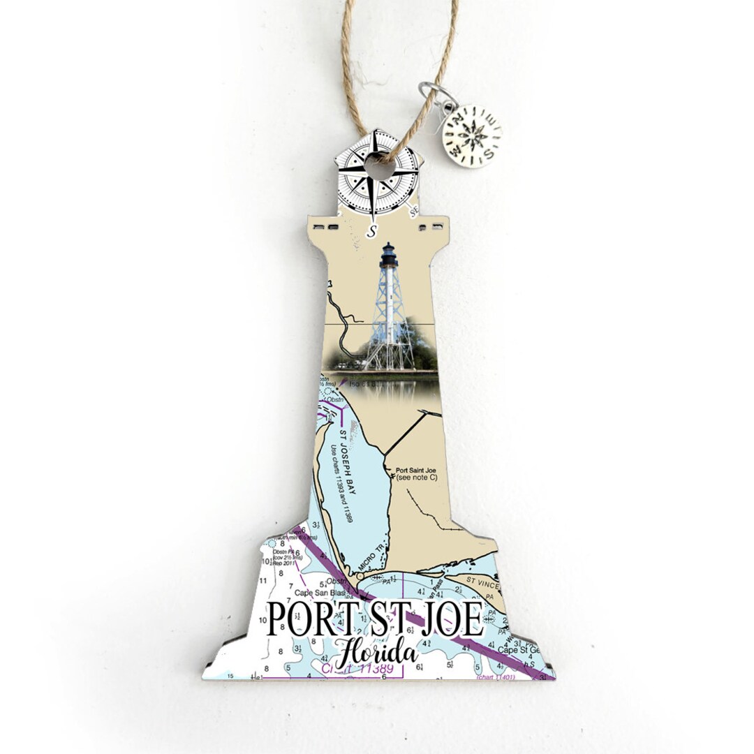 Port St. Joe, FL Lighthouse Shaped Wood Map Ornament - Etsy