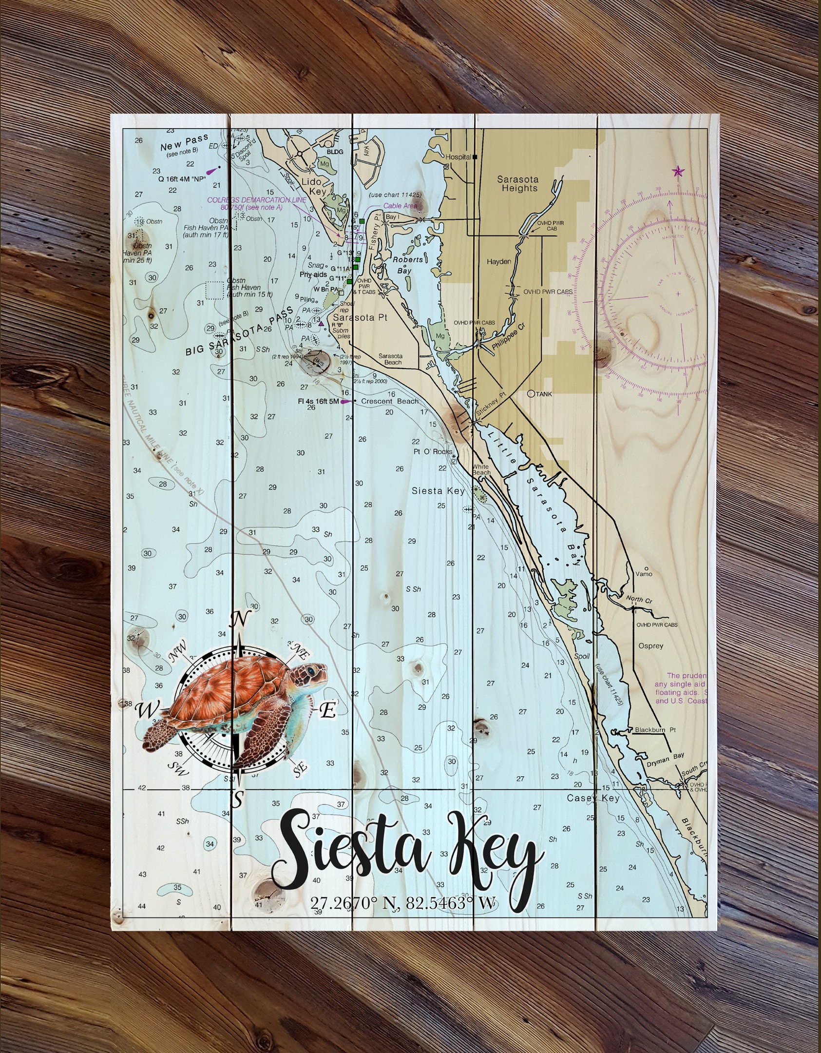 Siesta Key Florida Wood Wall Hanging Map Signs - Etsy