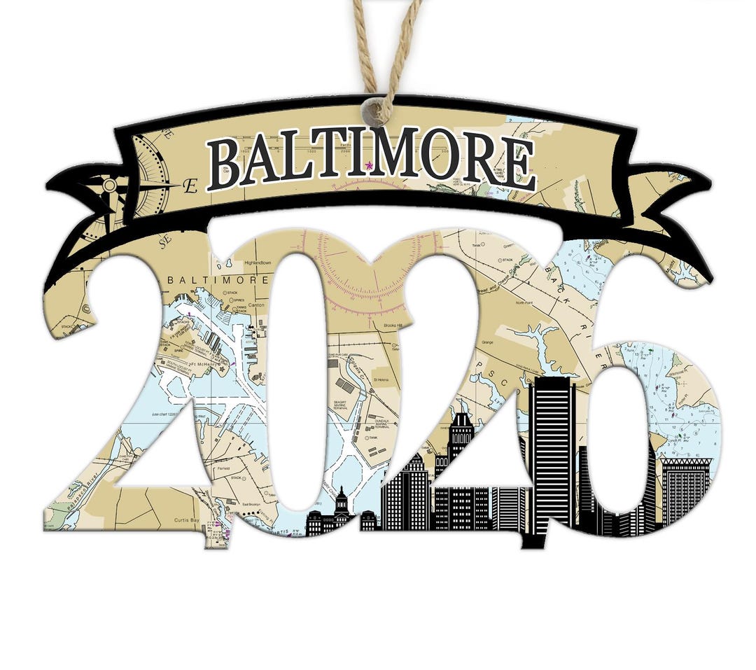 Baltimore, MD YEAR Shaped Wood Map Ornaments - Etsy