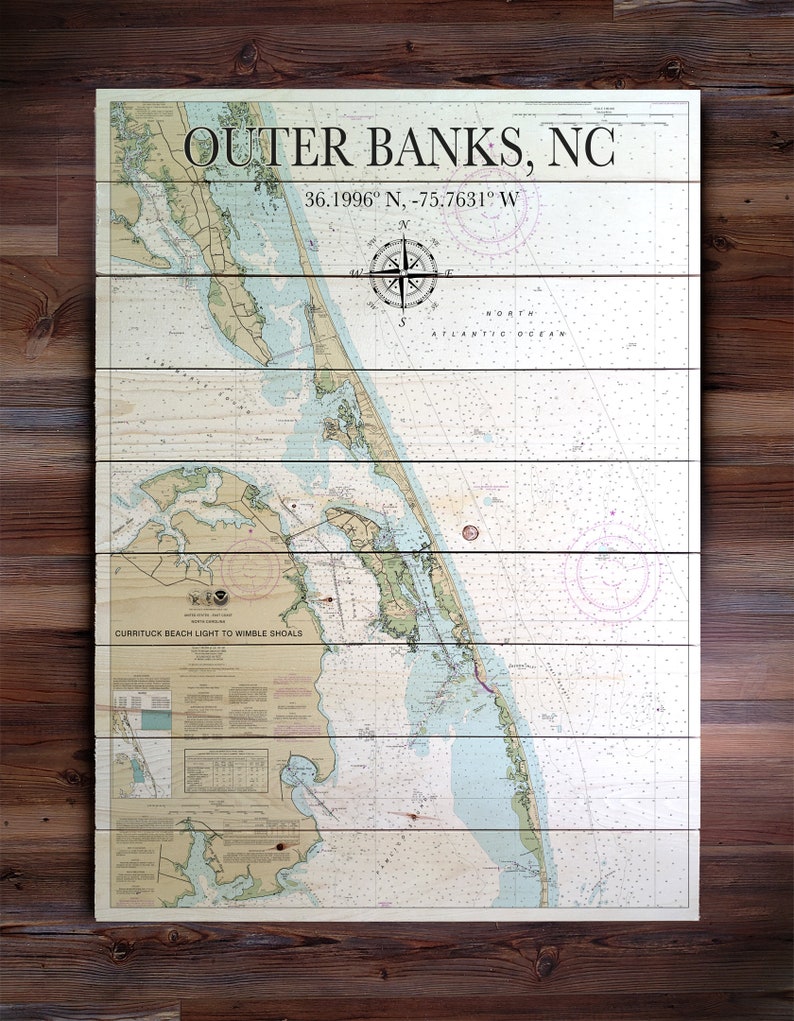 Outer Banks NC Wood Wall Hanging Maps | Etsy