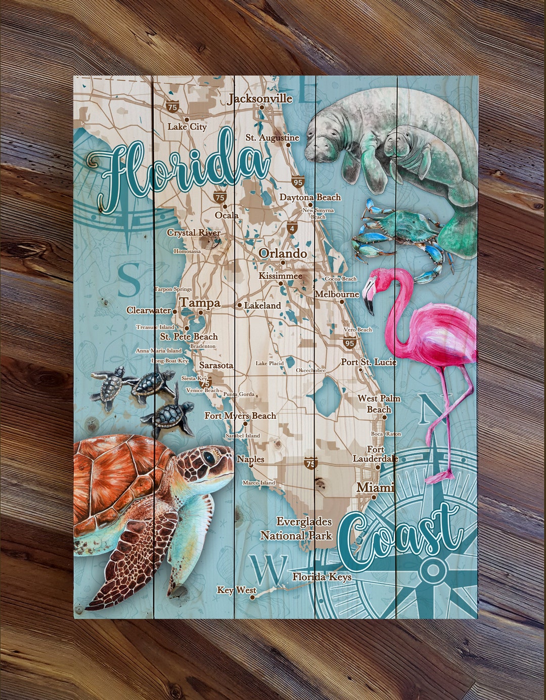 Florida Life Wood Wall Hanging Map Signs - Etsy