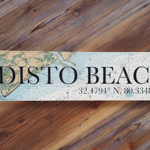 Edisto Beach, SC Coordinate Map Sign - Etsy