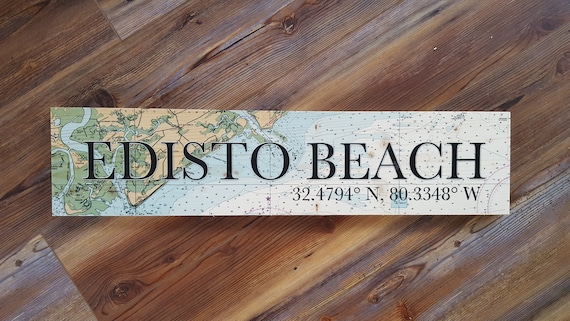 Edisto Beach SC Coordinate Map Sign | Etsy